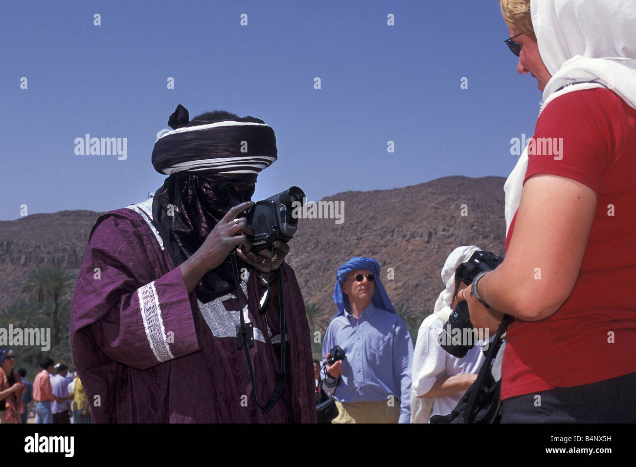 Algeria near Djanet Annual Tuareg festival called SBIBA Men taking ...