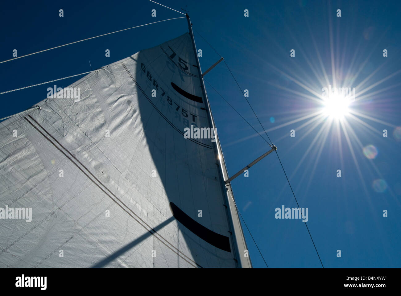 Dramatic acute angled view looking up the mast of a sailing yacht Stock ...