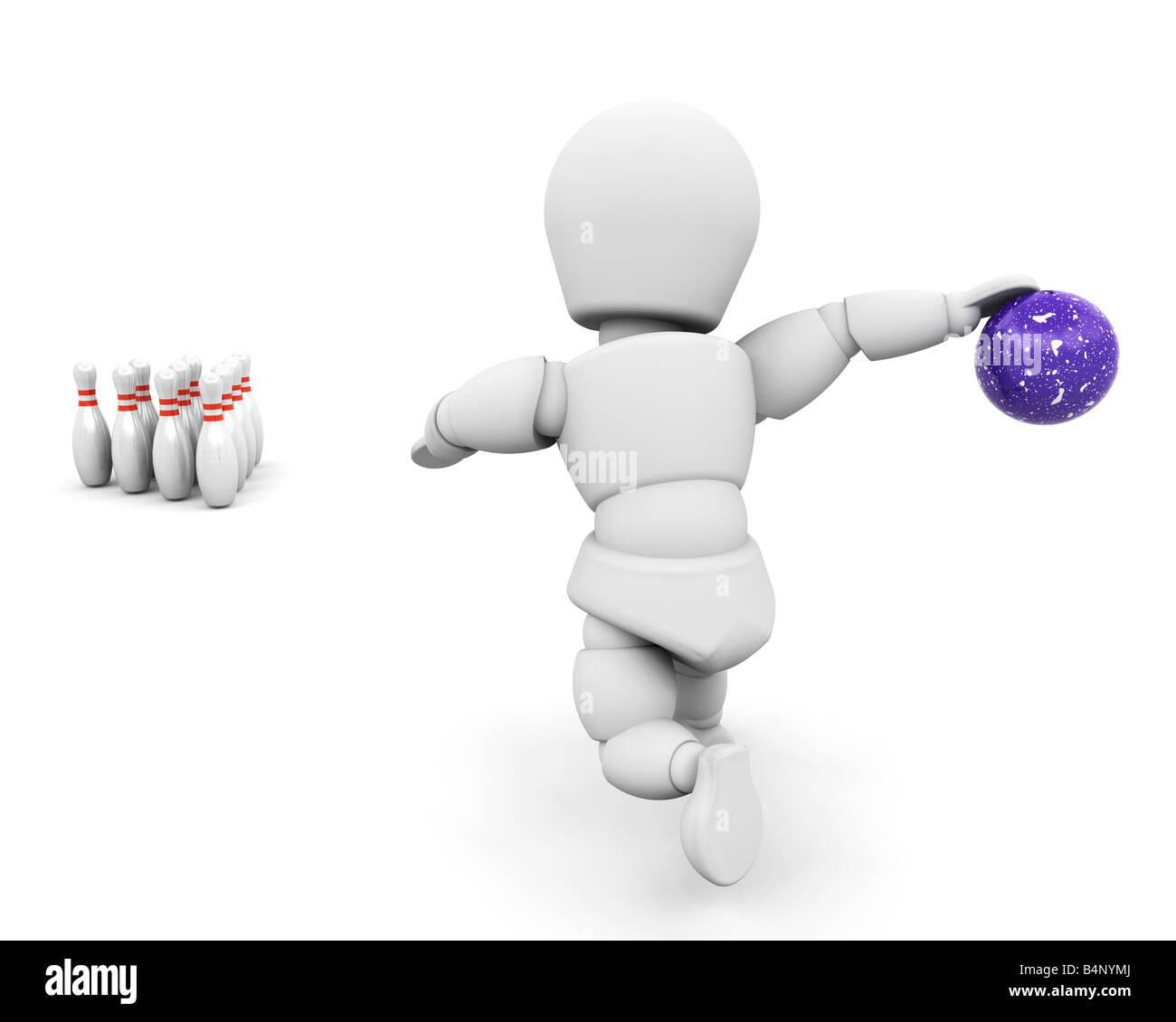 3D render of someone ten pin bowling Stock Photo - Alamy