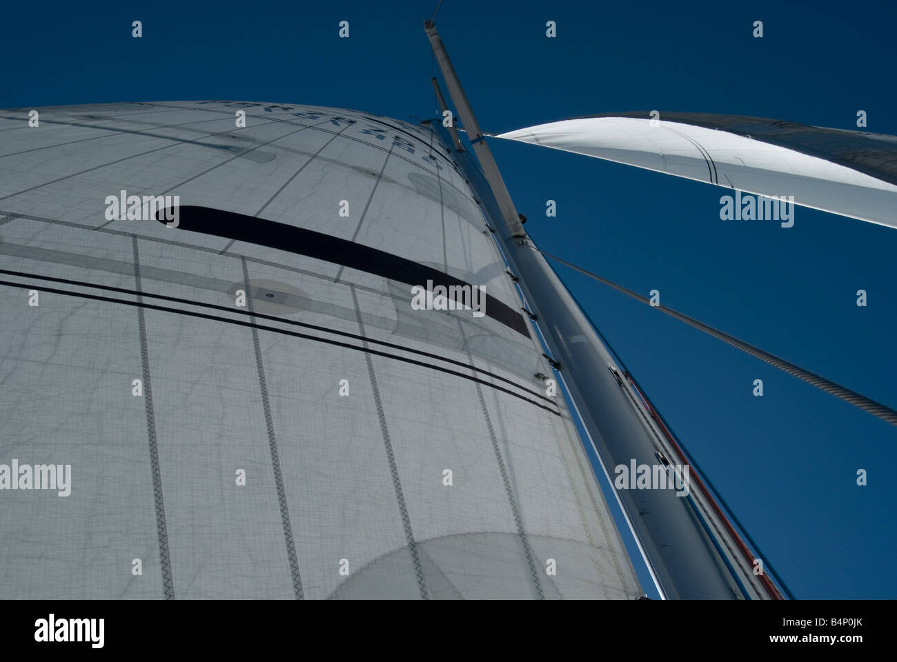 Dramatic acute angled view looking up the mast of a sailing yacht Stock ...
