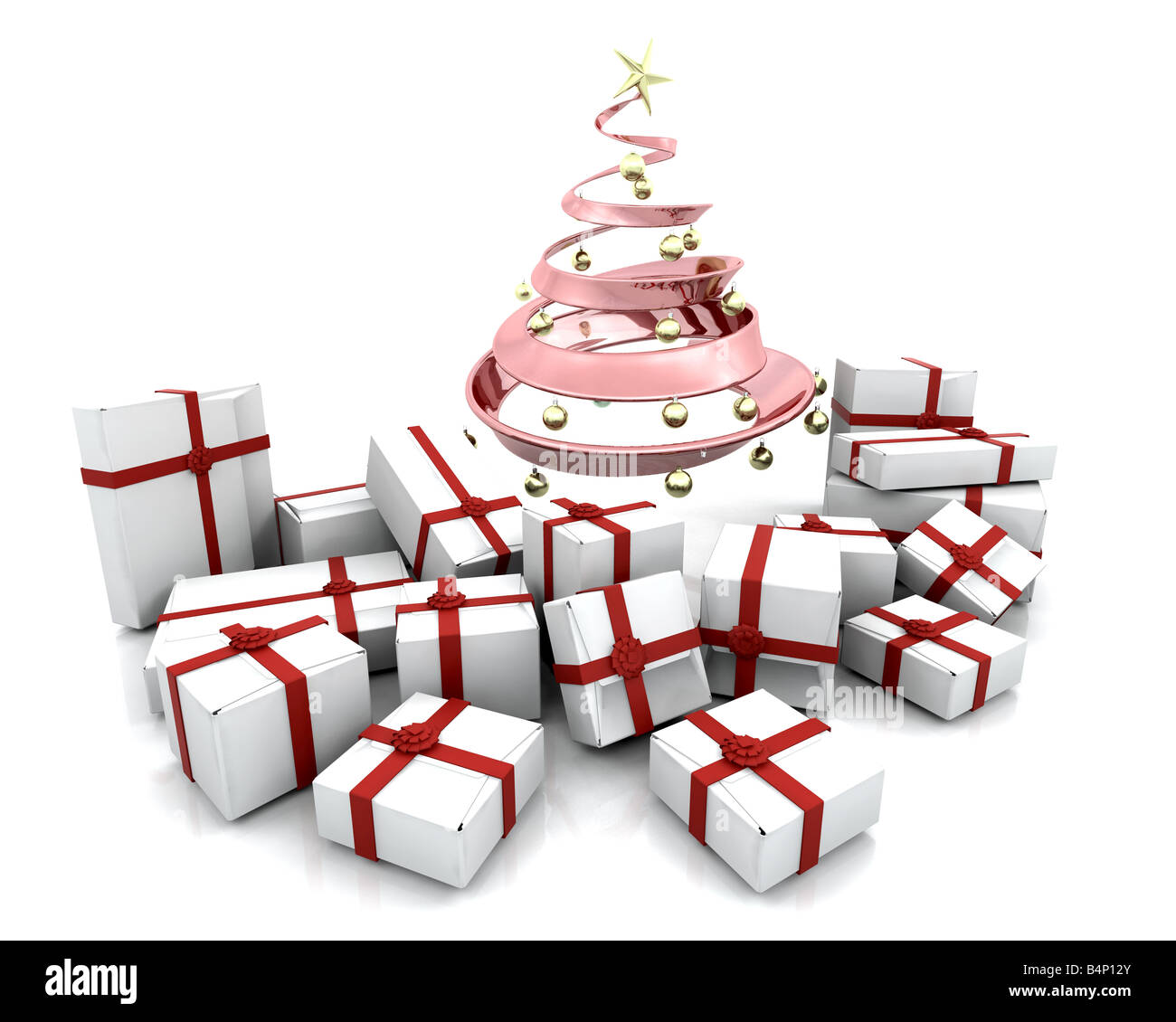 Gift boxes under tree Cut Out Stock Images & Pictures - Alamy
