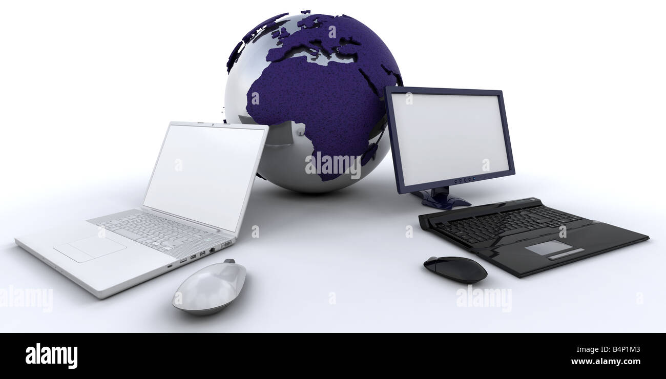 3D render depicting global networking Stock Photo - Alamy