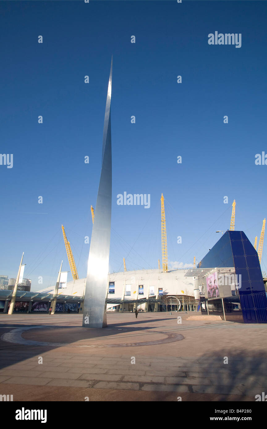 O2 Arena, chrome spike spear at entrance London Millennium Dome ...
