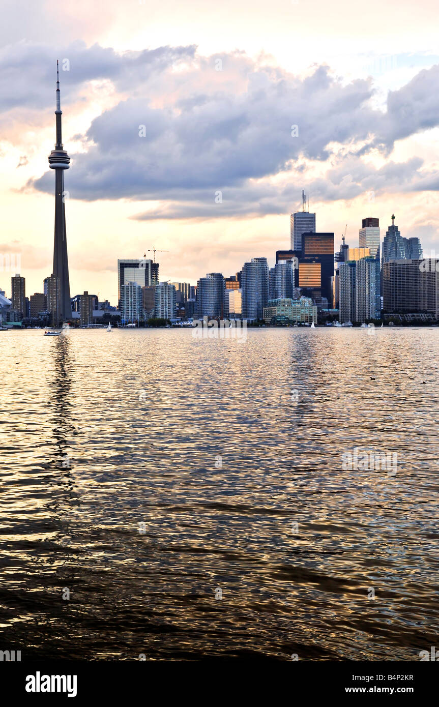 Scenic view at Toronto city waterfront skyline at sunset Stock Photo ...
