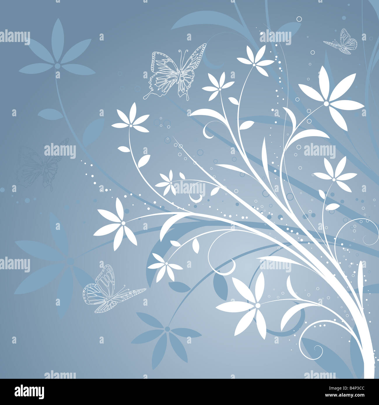 Floral abstract with butterflies Stock Photo - Alamy