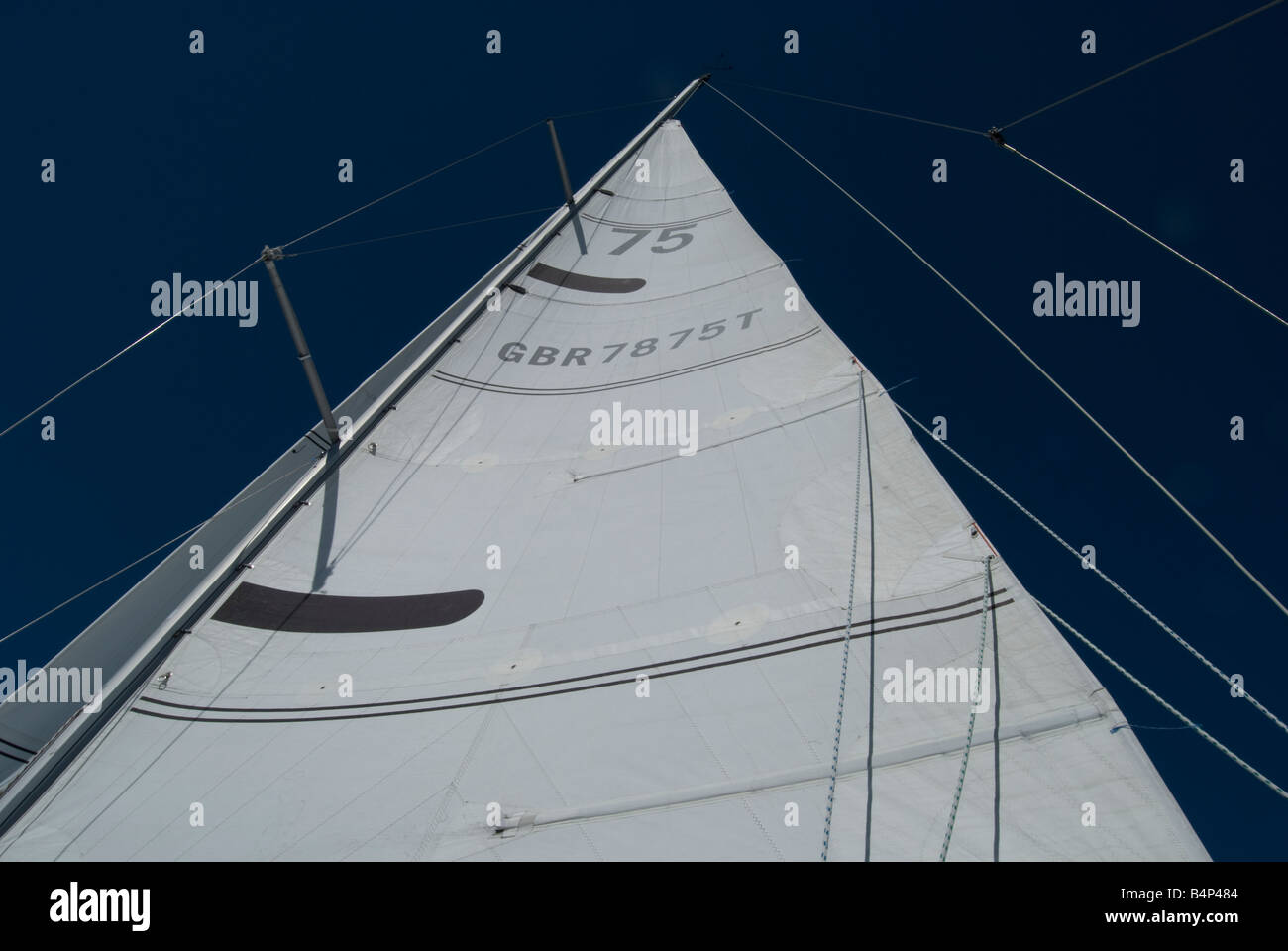 Dramatic acute angled view looking up the mast of a sailing yacht Stock ...