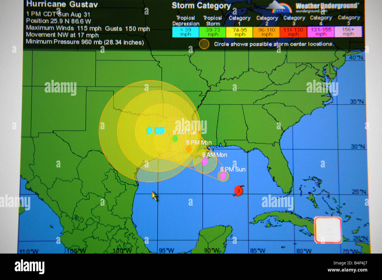 Hurricane satellite weather map as viewed on the internet and on TV ...