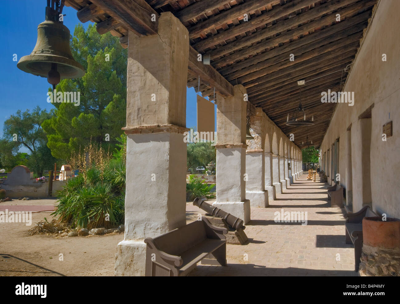 Arcade at Mission San Miguel Arcangel in San Miguel California USA ...