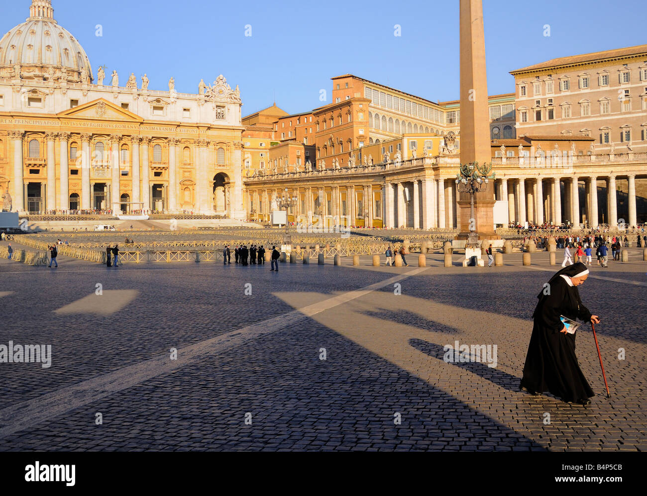 A Catholic nun with cane crossing St. Peter's Square in the early ...