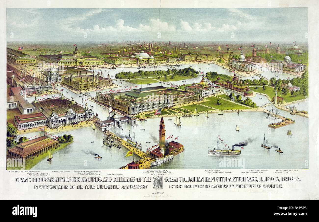 Aerial view of Chicago at the Chicago World's Fair, c1892 Stock Photo ...