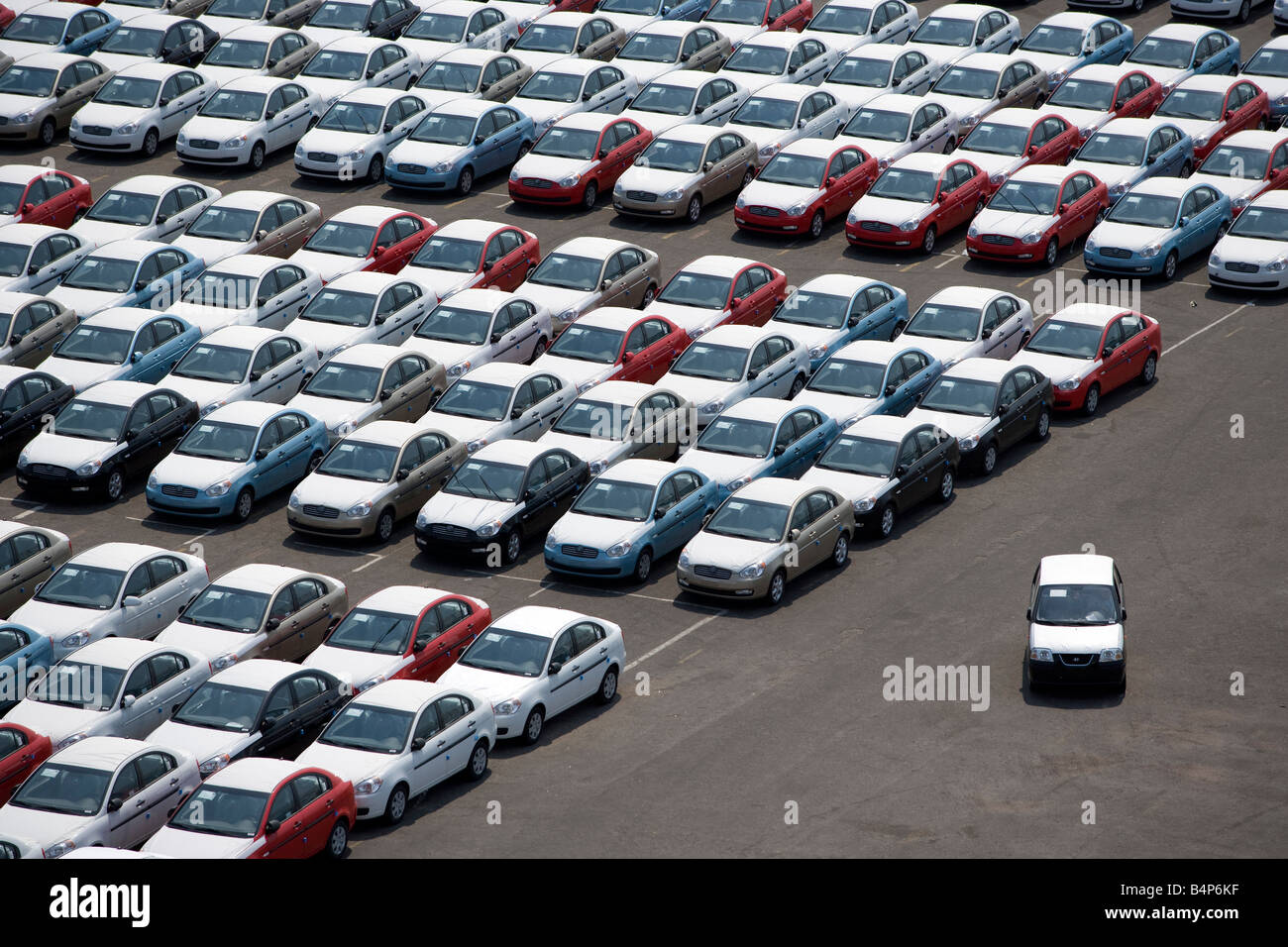imported cars and trucks off loaded at vehicle Distribution Center ...