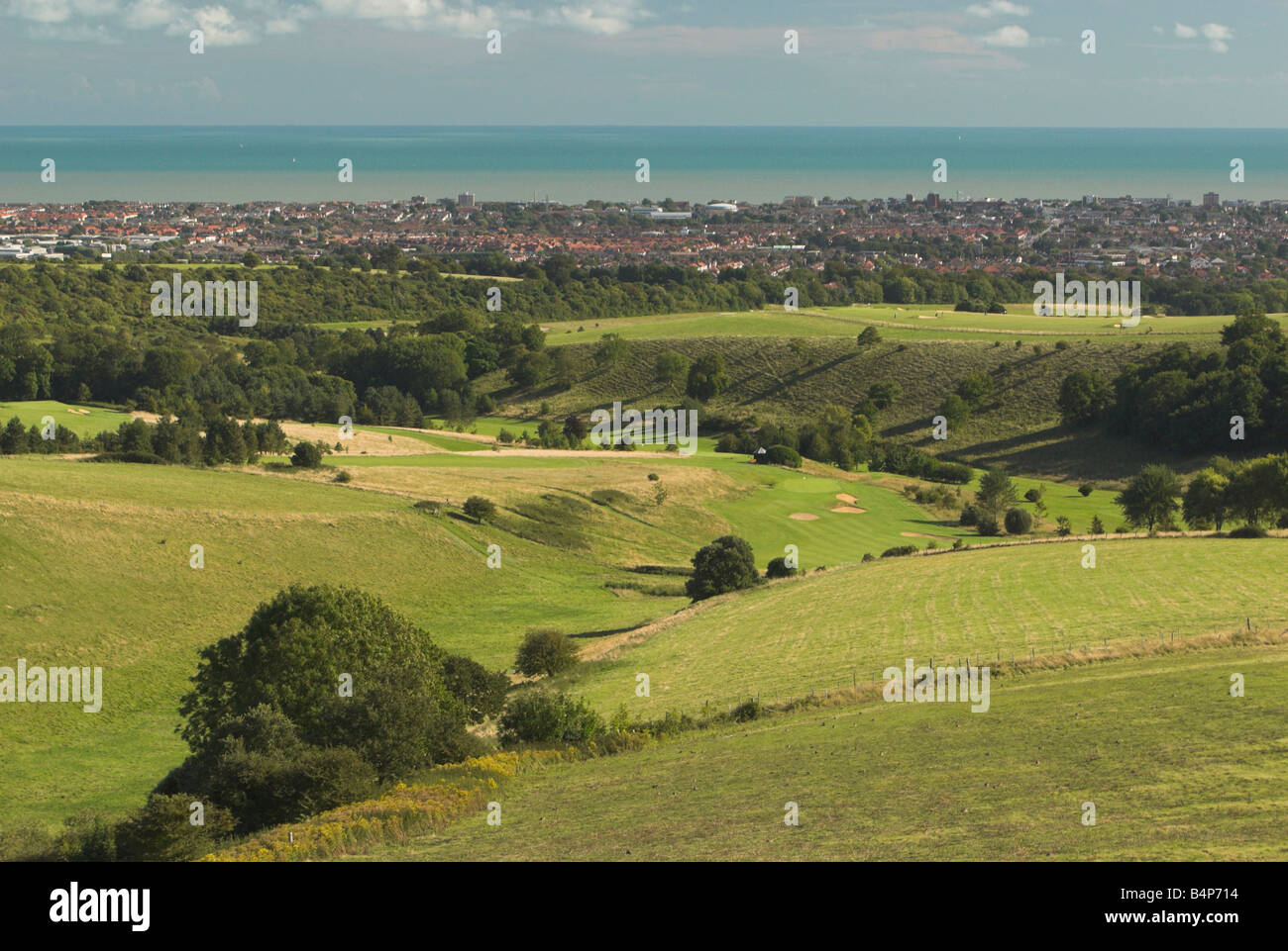 Looking over Worthing Golf Course to Worthing town and the English ...