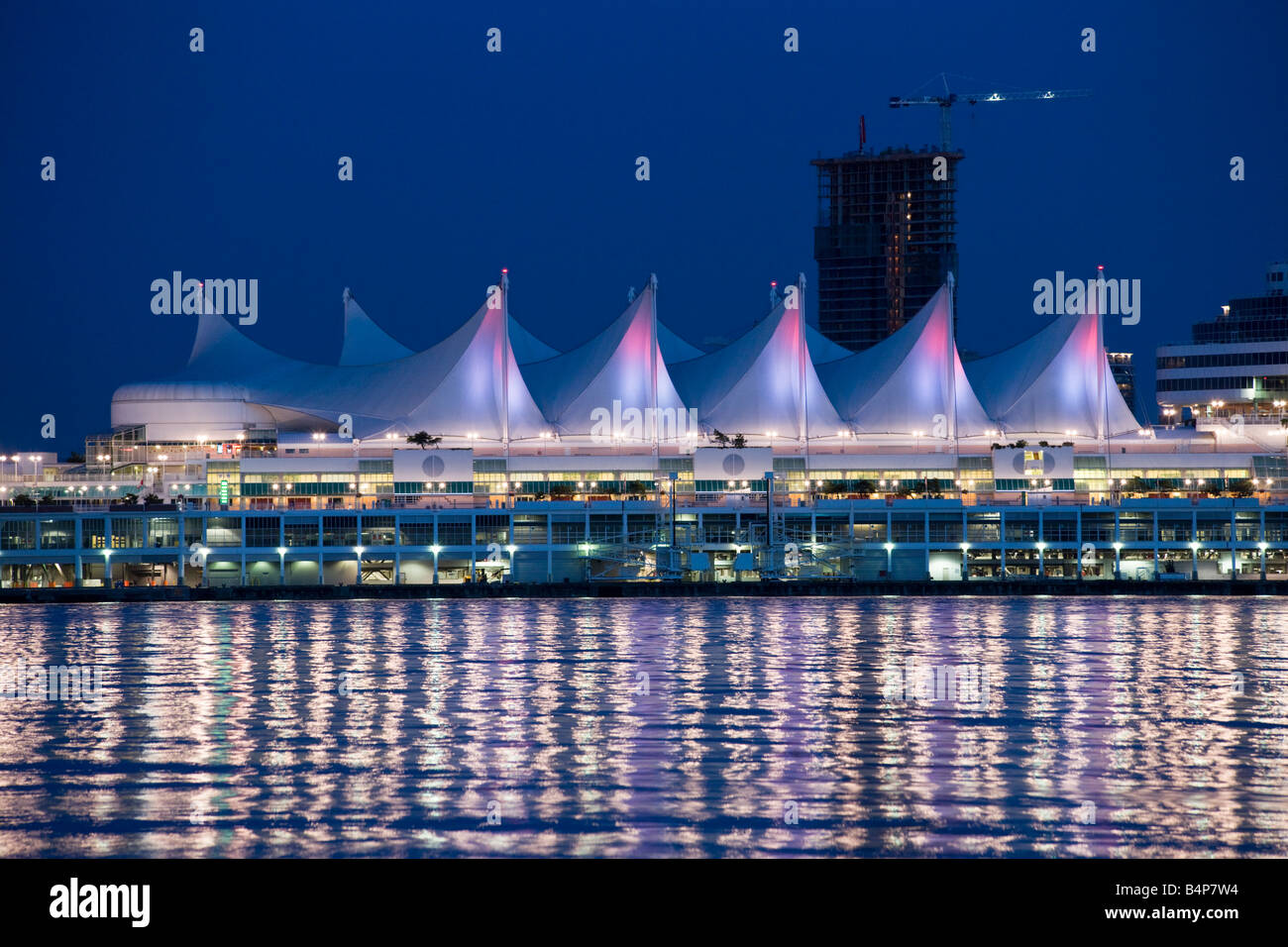 Seabus terminal Vancouver at dusk, British Columbia, Canada, from ...