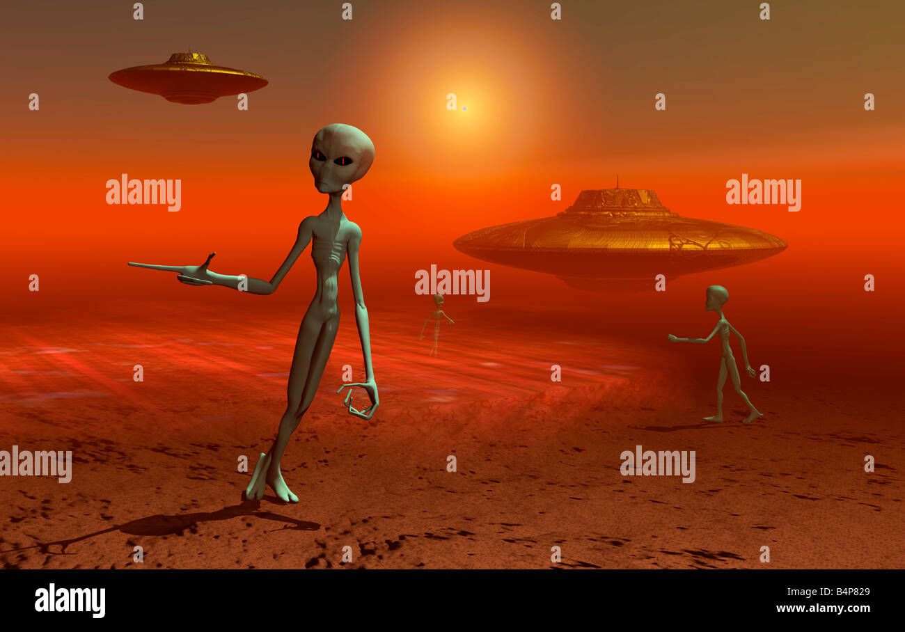 Little Green Men Stock Photo - Alamy