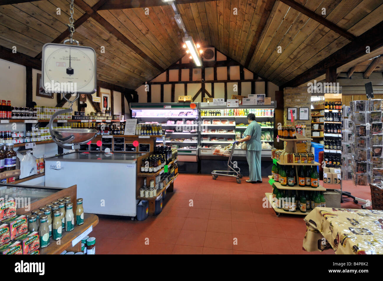 Interior of Calcott Hall retail farm shop produce on display model ...