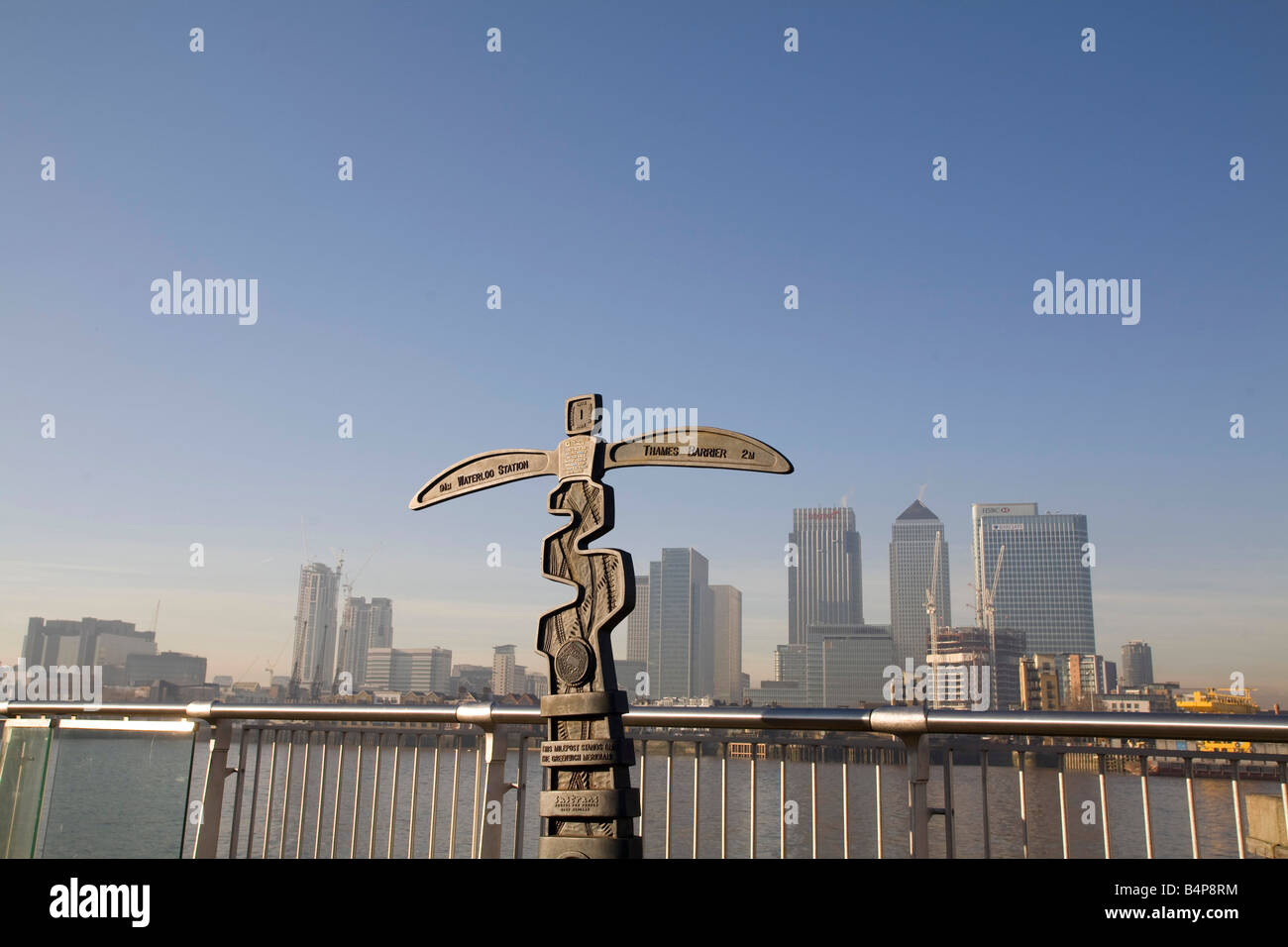 Landmark greenwich Meridian view Canary Wharf river Thames London from ...