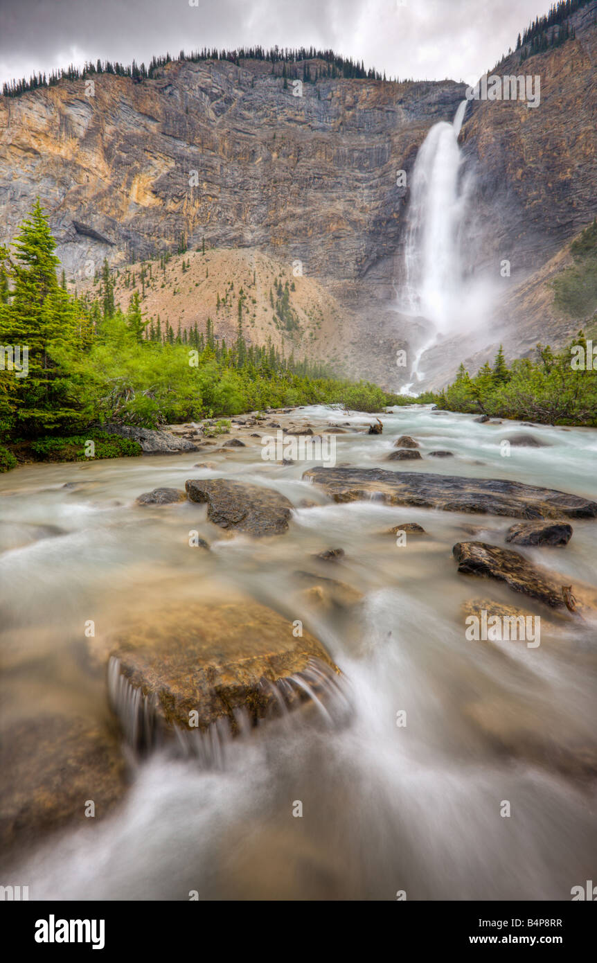 Takakkaw Falls waterfall along the Yoho River in Yoho National Park ...