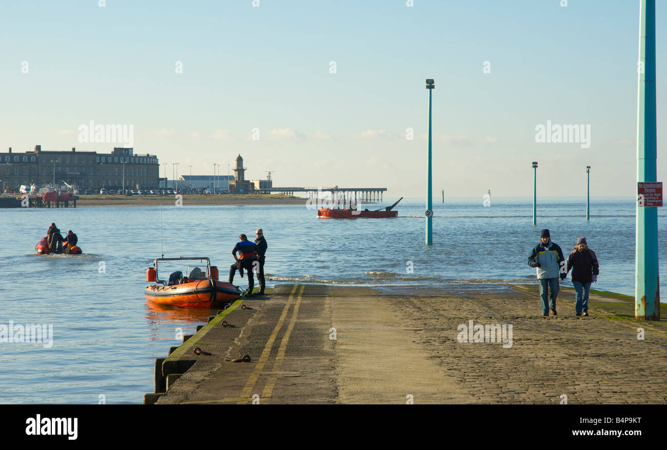 Fleetwood viewed from the jetty at Knott End, Lancashire, England UK ...
