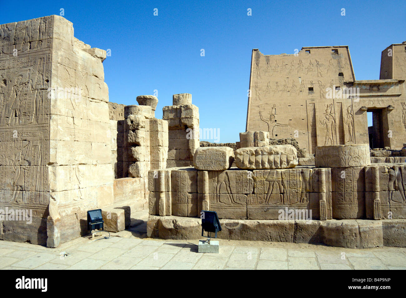 The ruins and remains of the Horus Temple at Edfu Egypt Stock Photo - Alamy