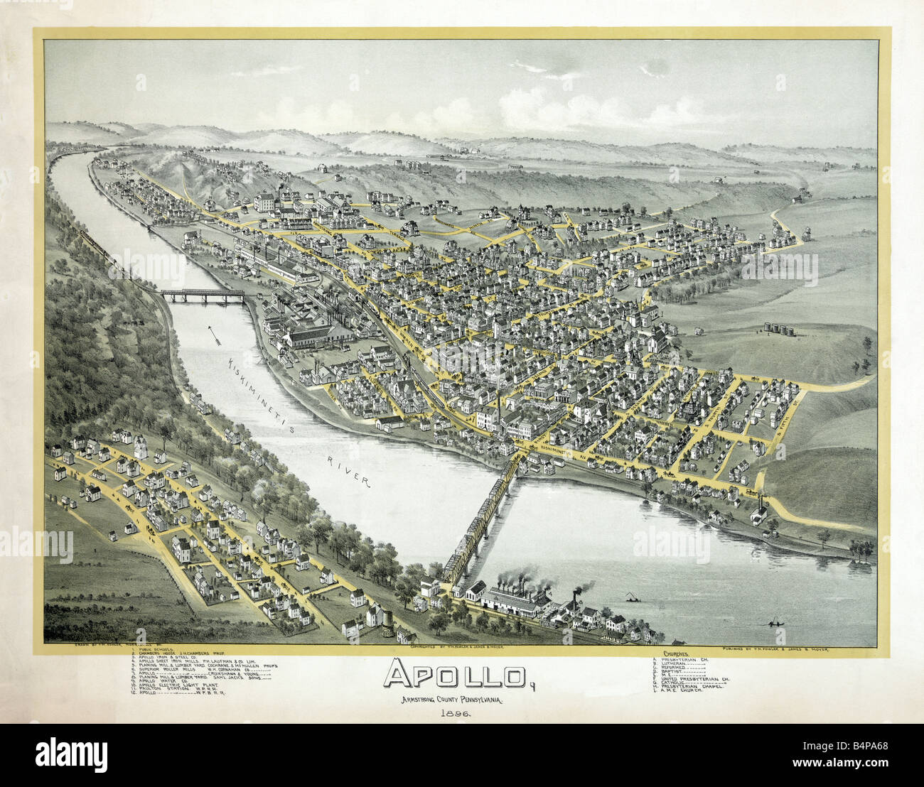 Aerial view of the City of Apollo, Pennsylvania, 1896 Stock Photo - Alamy