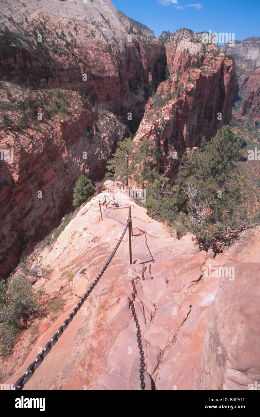 Zion National Park, Utah. View from the Climb to "Angles Landing" cliff ...