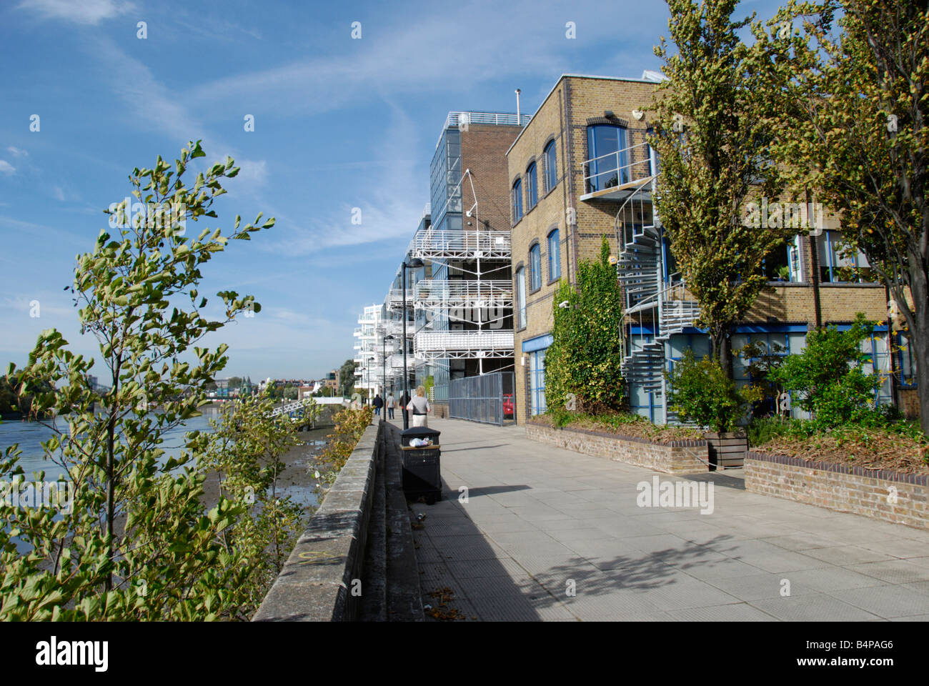 Thames Wharf residential development next to the river Thames ...