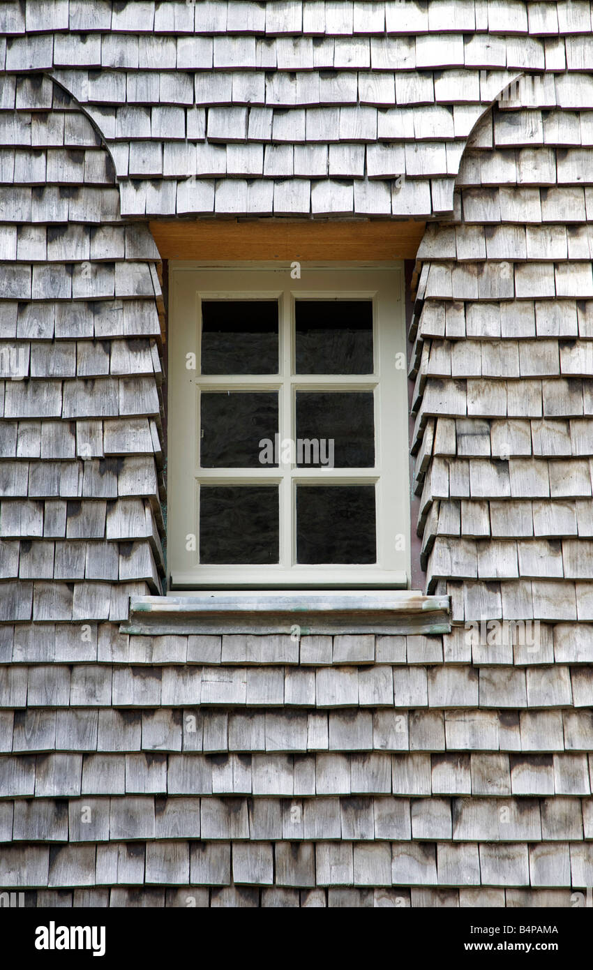 window in an old cottage in France wooden slates on the roof Stock ...