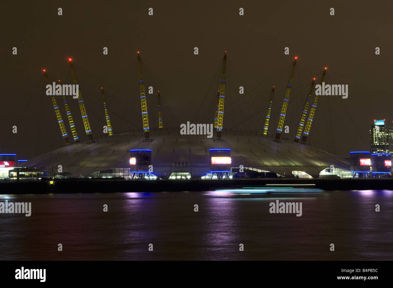 The O2 Arena, London at night from across the Thames Stock Photo - Alamy