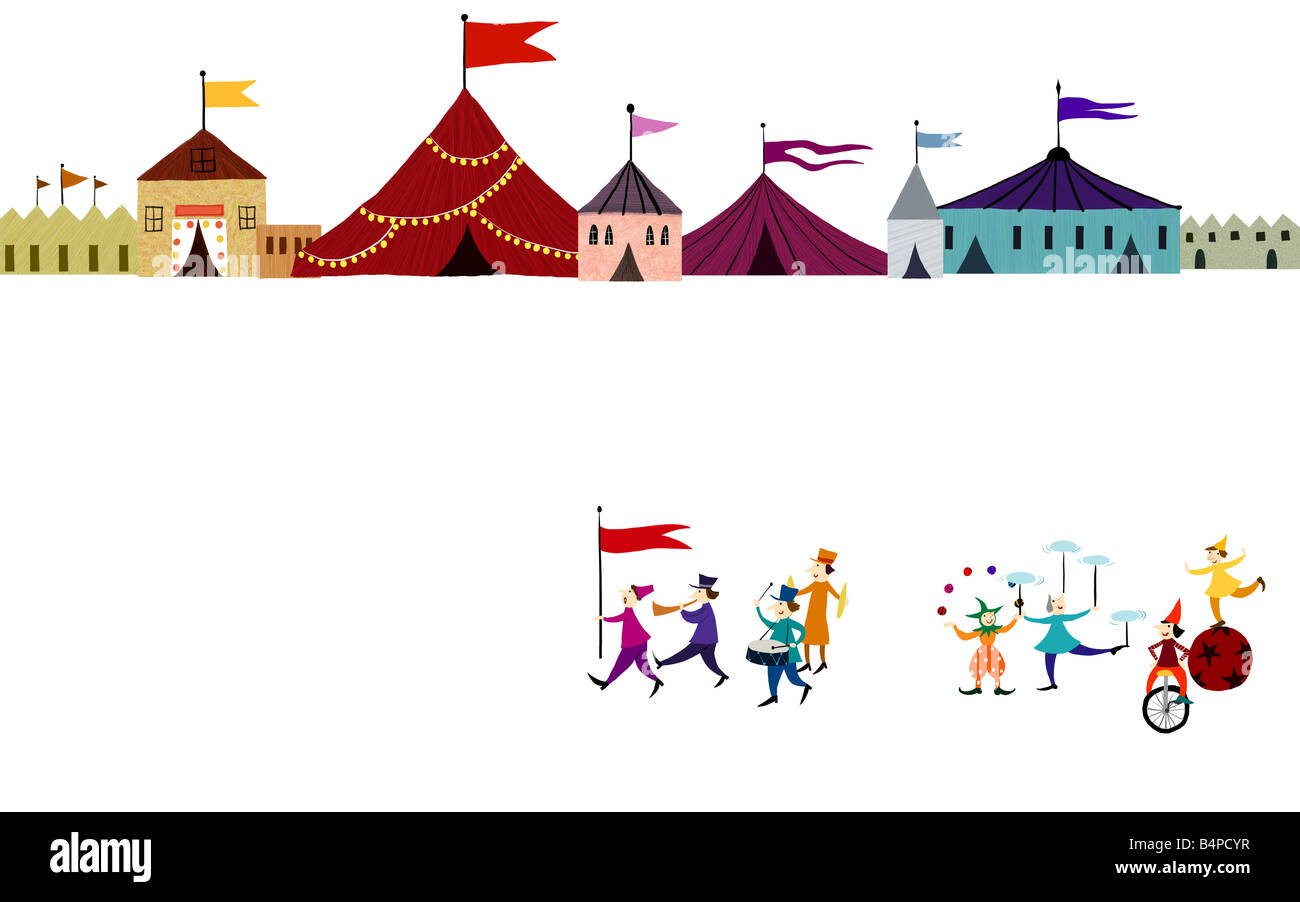 Representation of circus people performing Stock Photo - Alamy