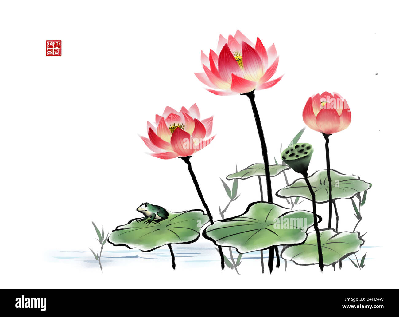 Painting of lotus Stock Photo - Alamy