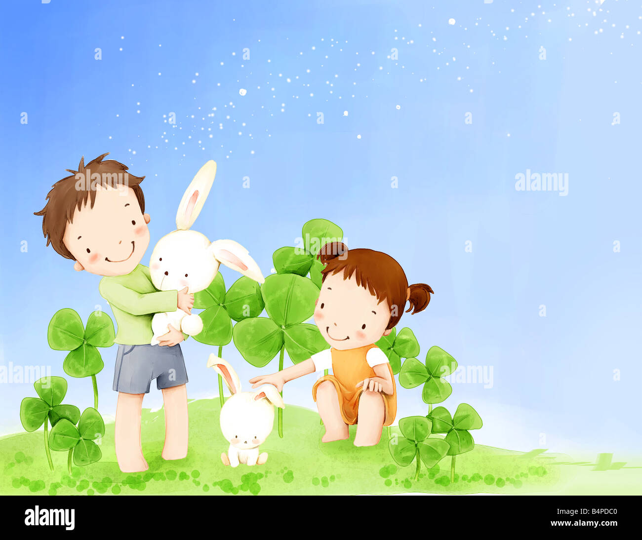 Illustration technique sister brother hi-res stock photography and ...