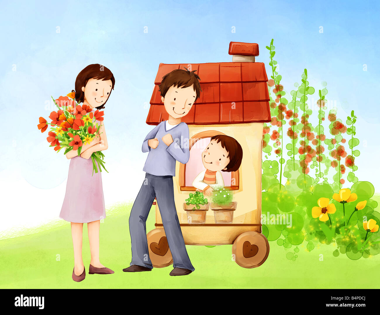 Representation of parents with son Stock Photo - Alamy