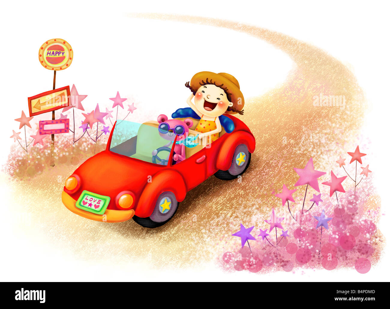 Girl driving car clip art hi-res stock photography and images - Alamy