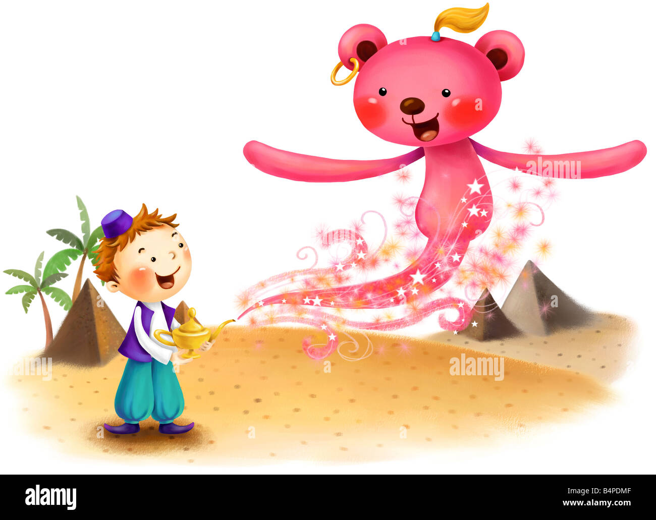 Representation of boy with genie Stock Photo - Alamy