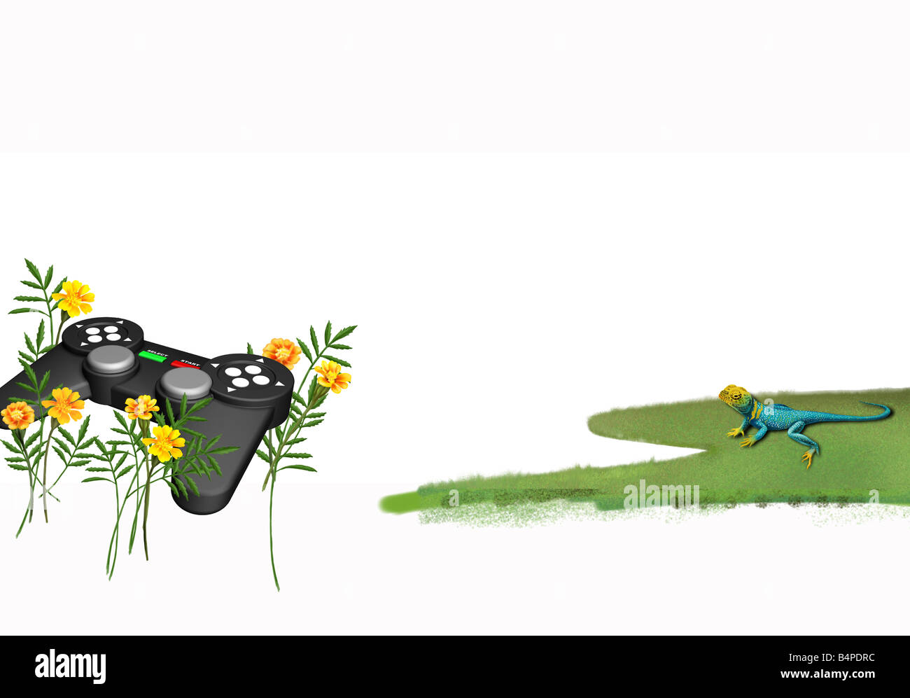 Painting of lizard by joy stick Stock Photo - Alamy