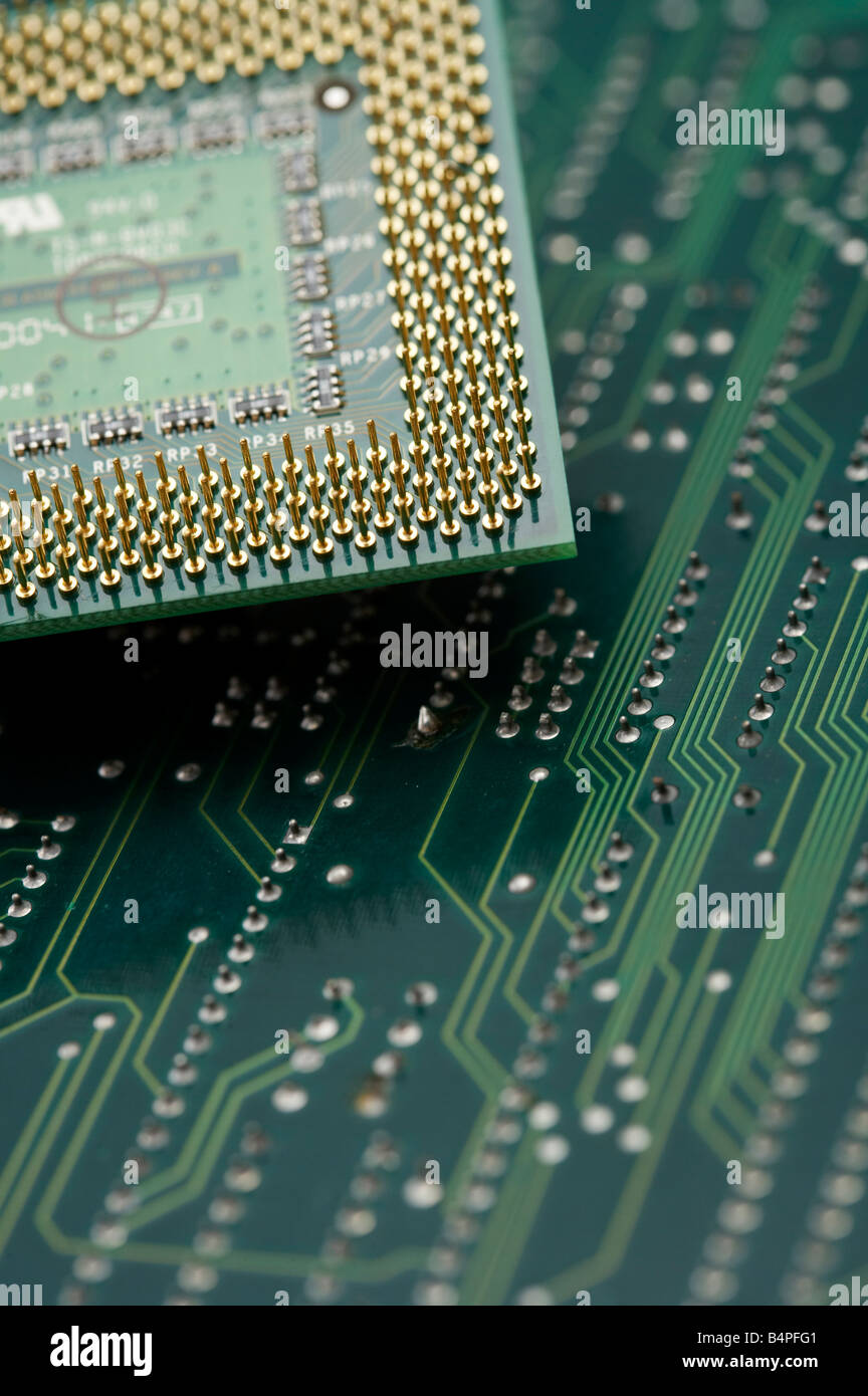 Green circuit board, close up Stock Photo - Alamy