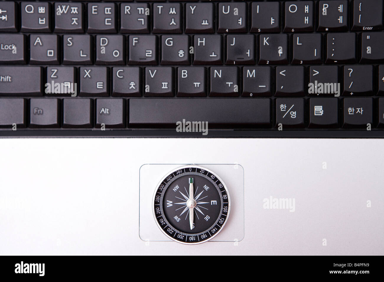 Laptop and compass, close-up Stock Photo - Alamy