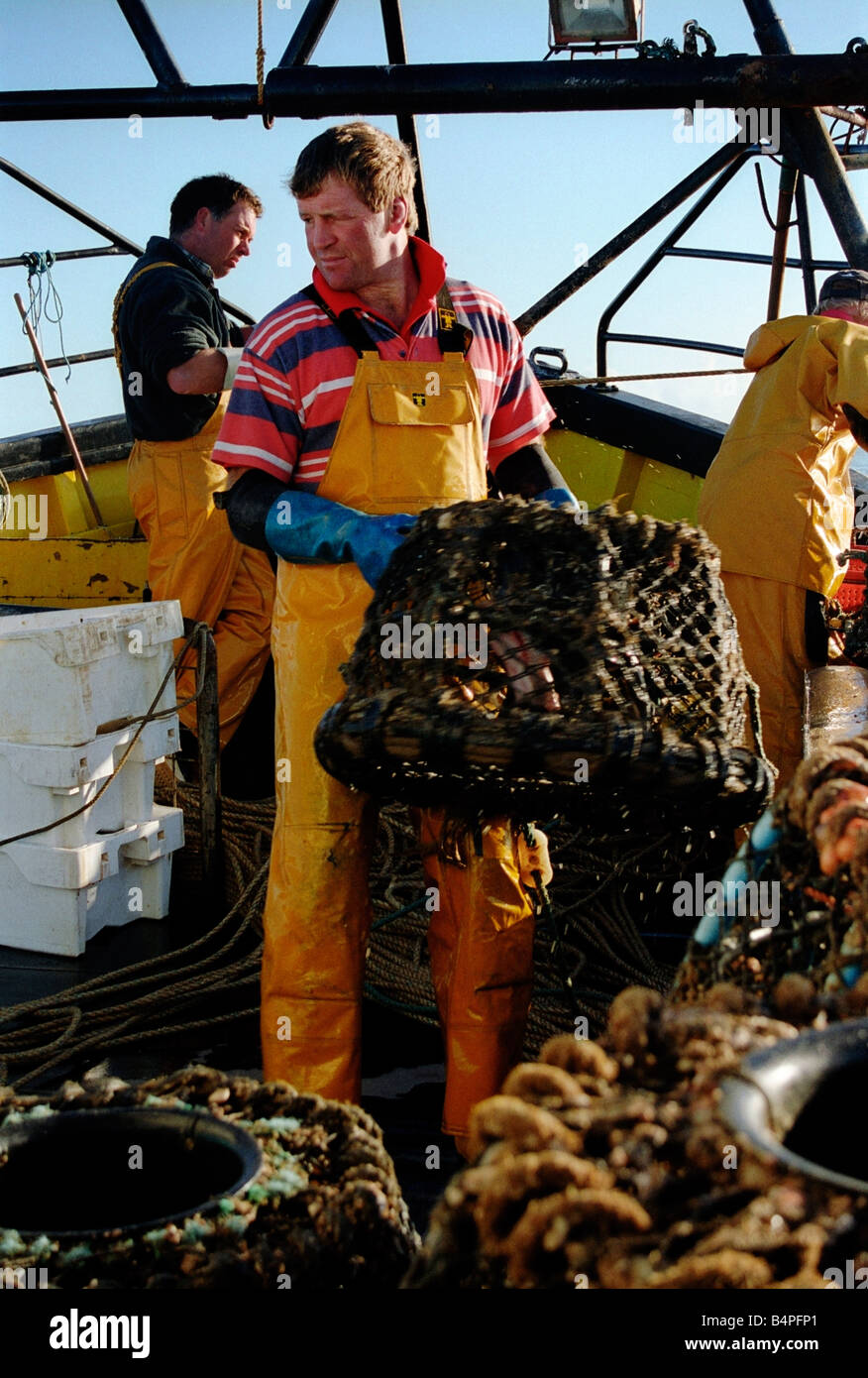 Crab fishing off South West coast of Devon England UK Stock Photo - Alamy