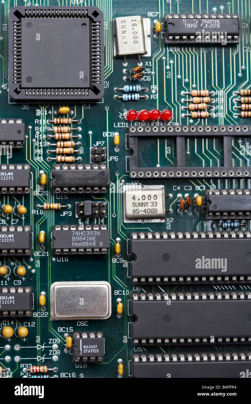 Green circuit board, close up Stock Photo - Alamy