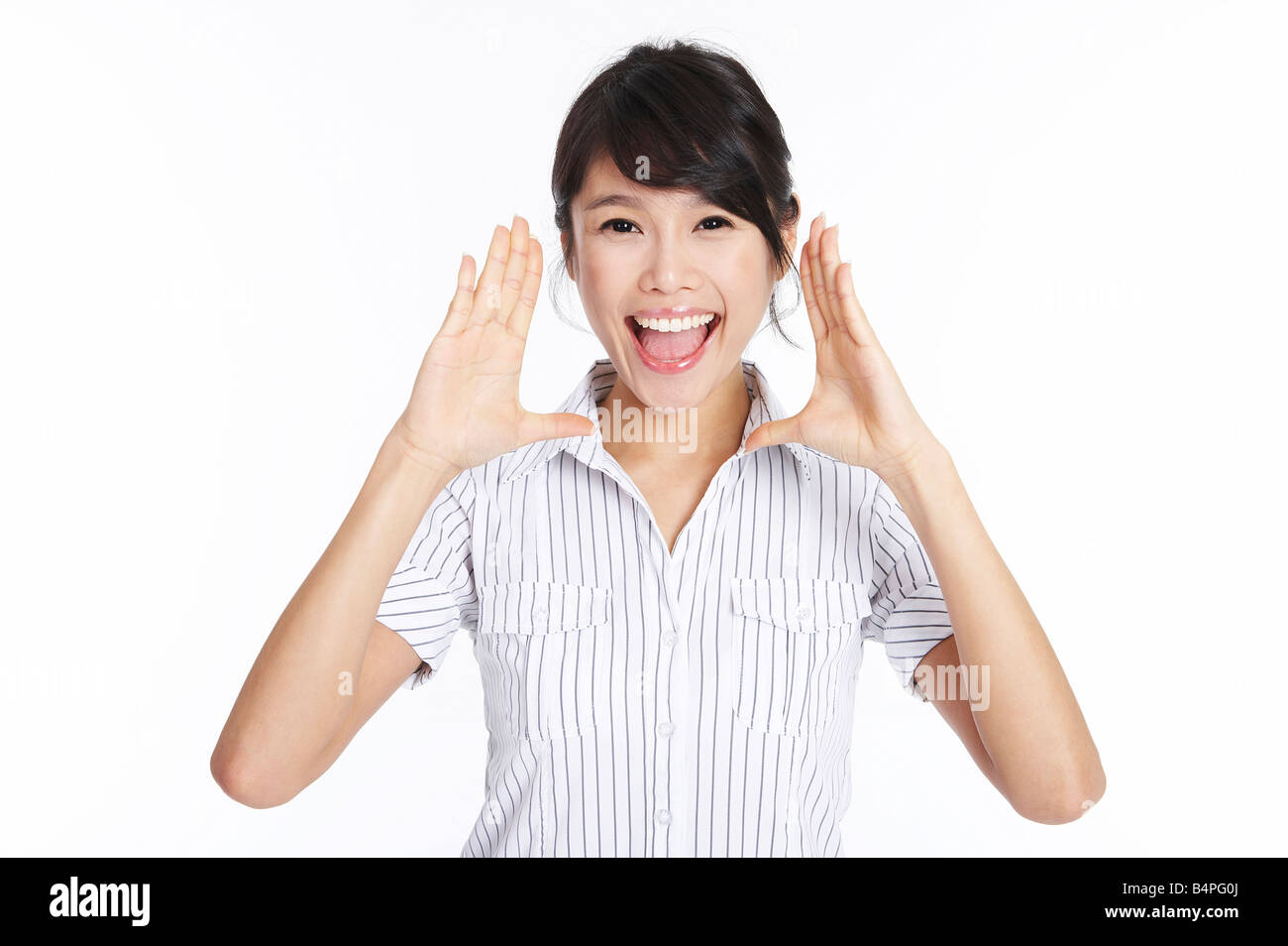 Young woman shouting, portrait Stock Photo - Alamy