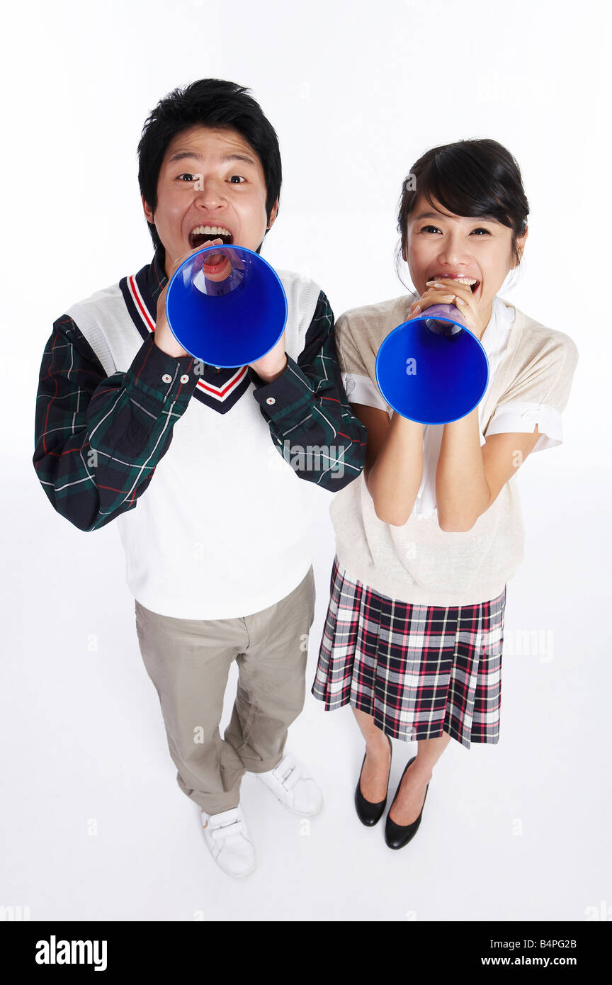 Mega phone women hi-res stock photography and images - Alamy