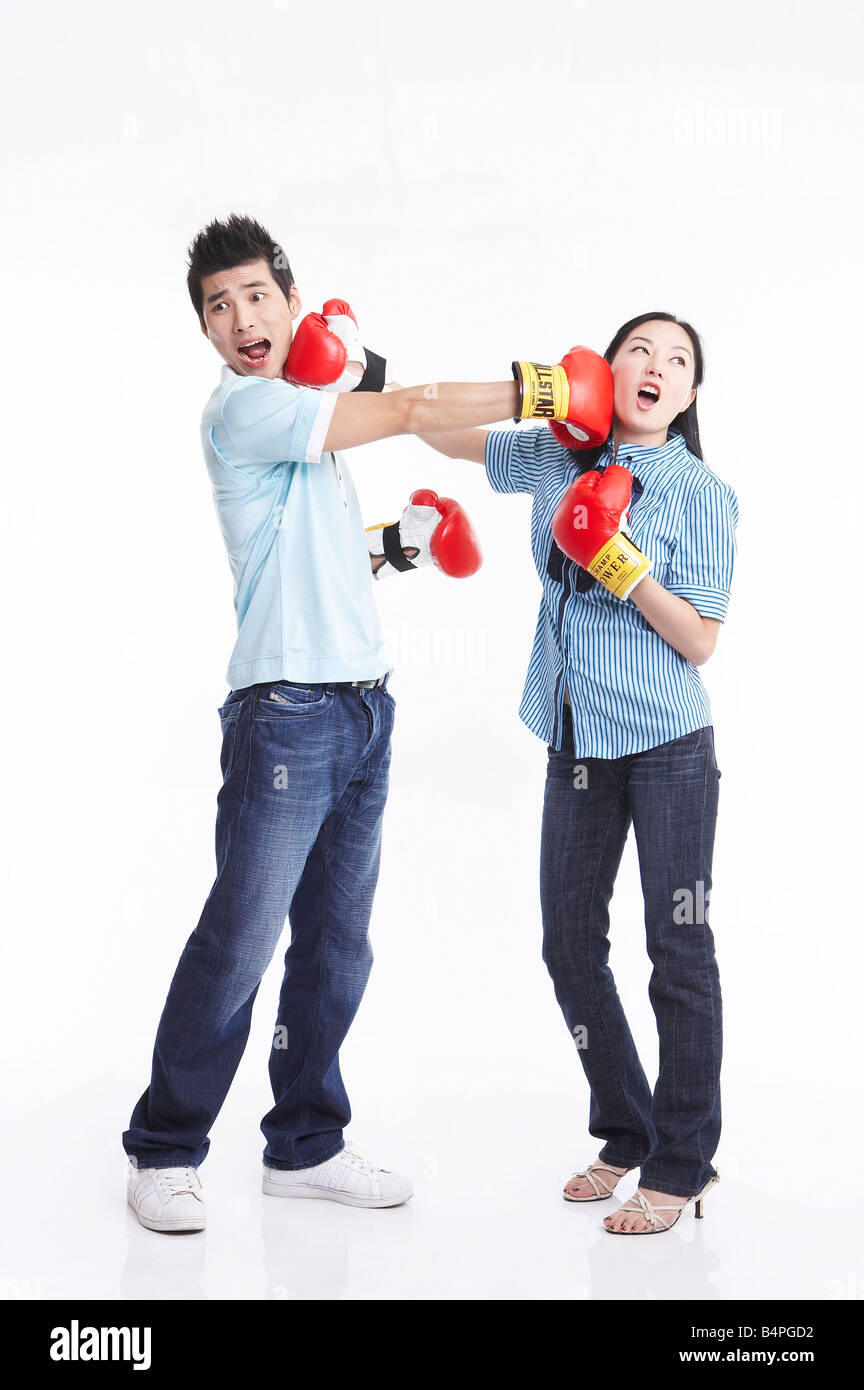 Two young women boxing Cut Out Stock Images & Pictures - Alamy
