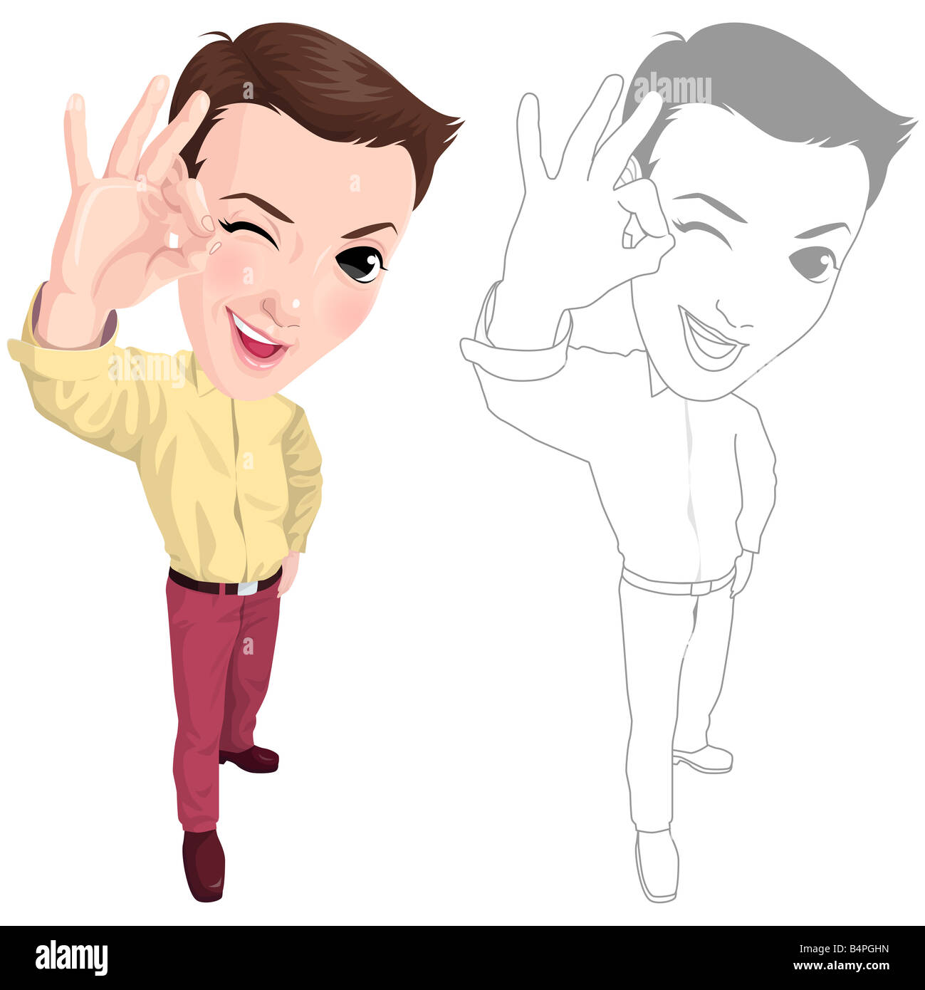 Representation of a man winking Stock Photo - Alamy