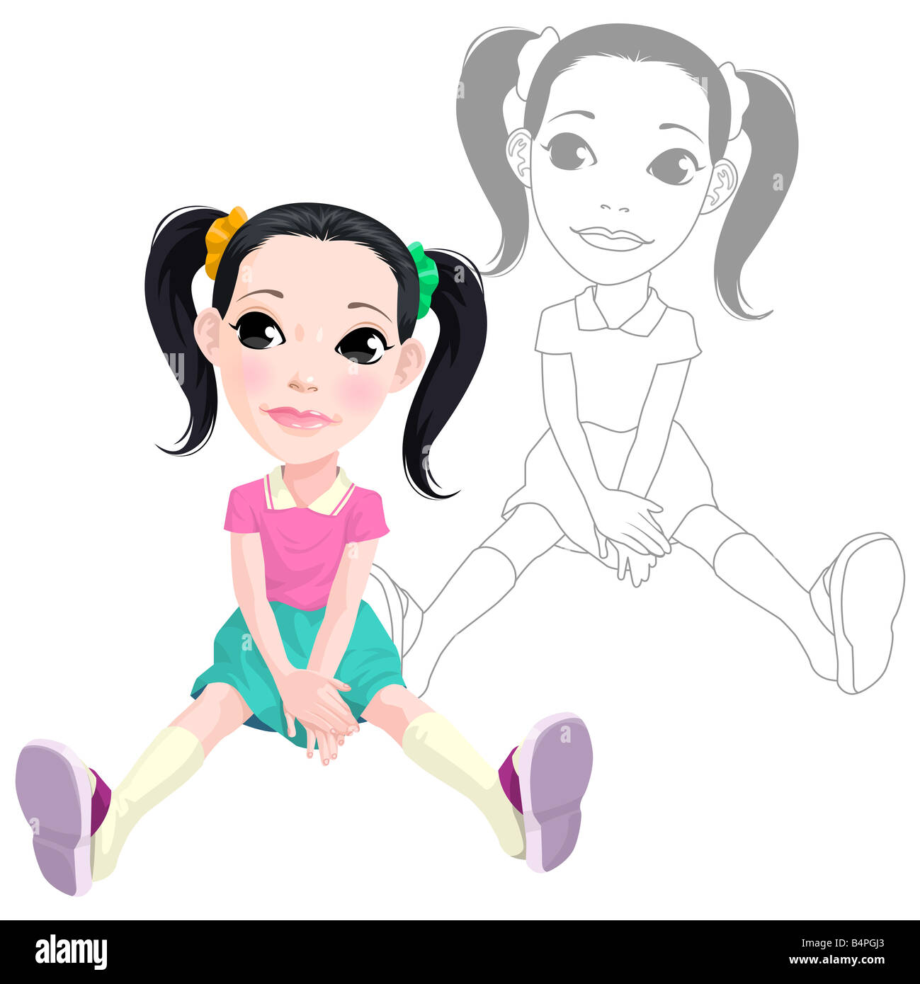 Representation of a girl sitting Stock Photo - Alamy