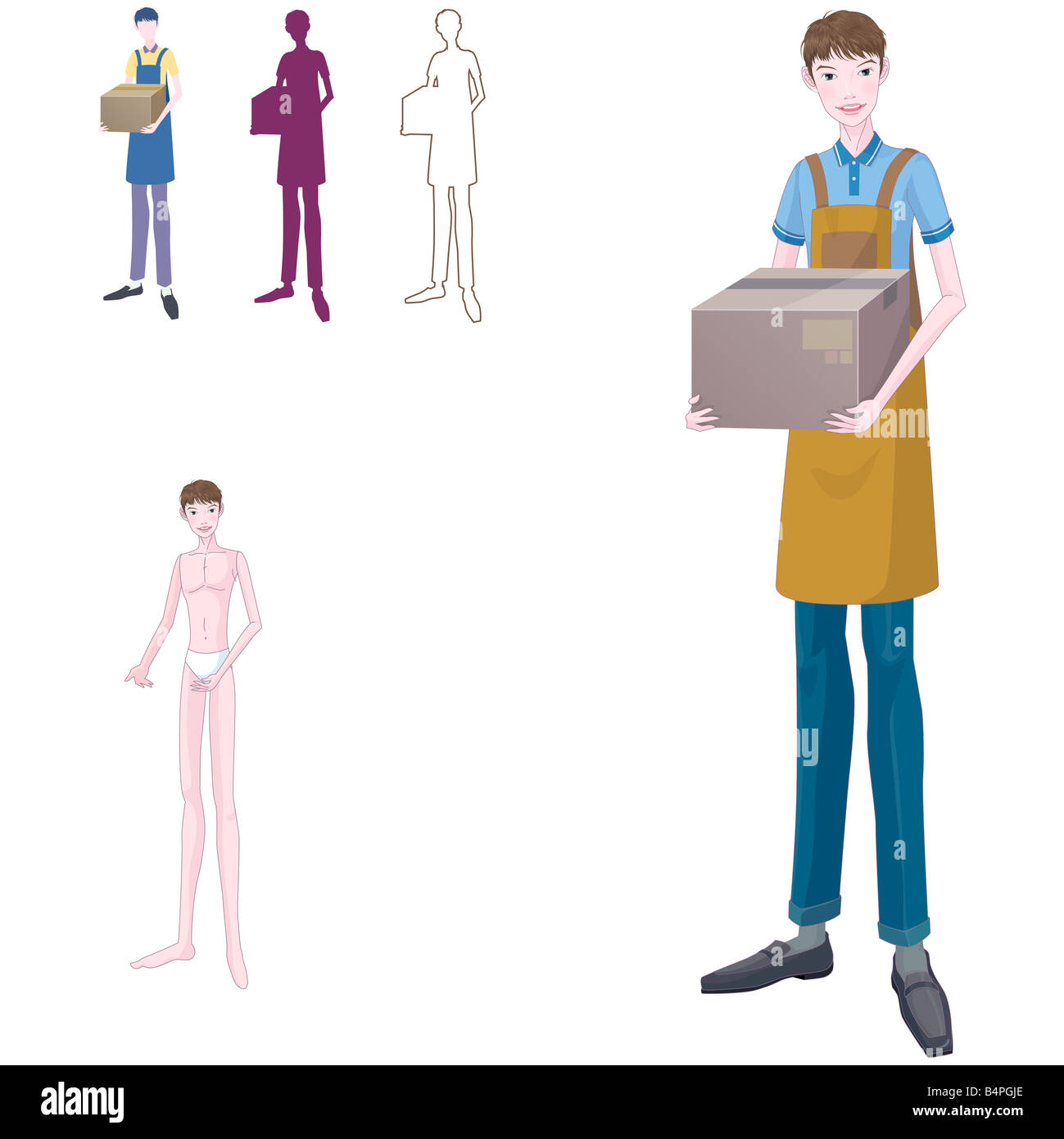 Representation of man carrying box Stock Photo - Alamy
