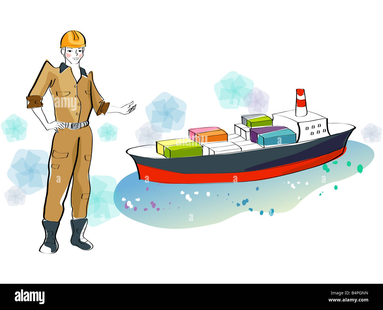 Representation of man in uniform standing by ship Stock Photo - Alamy