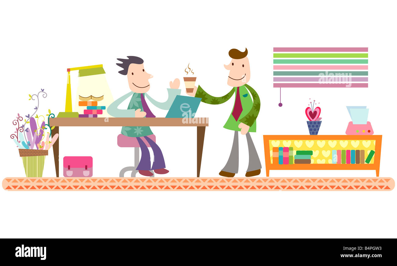 Representation of office colleagues taking coffee break Stock Photo - Alamy