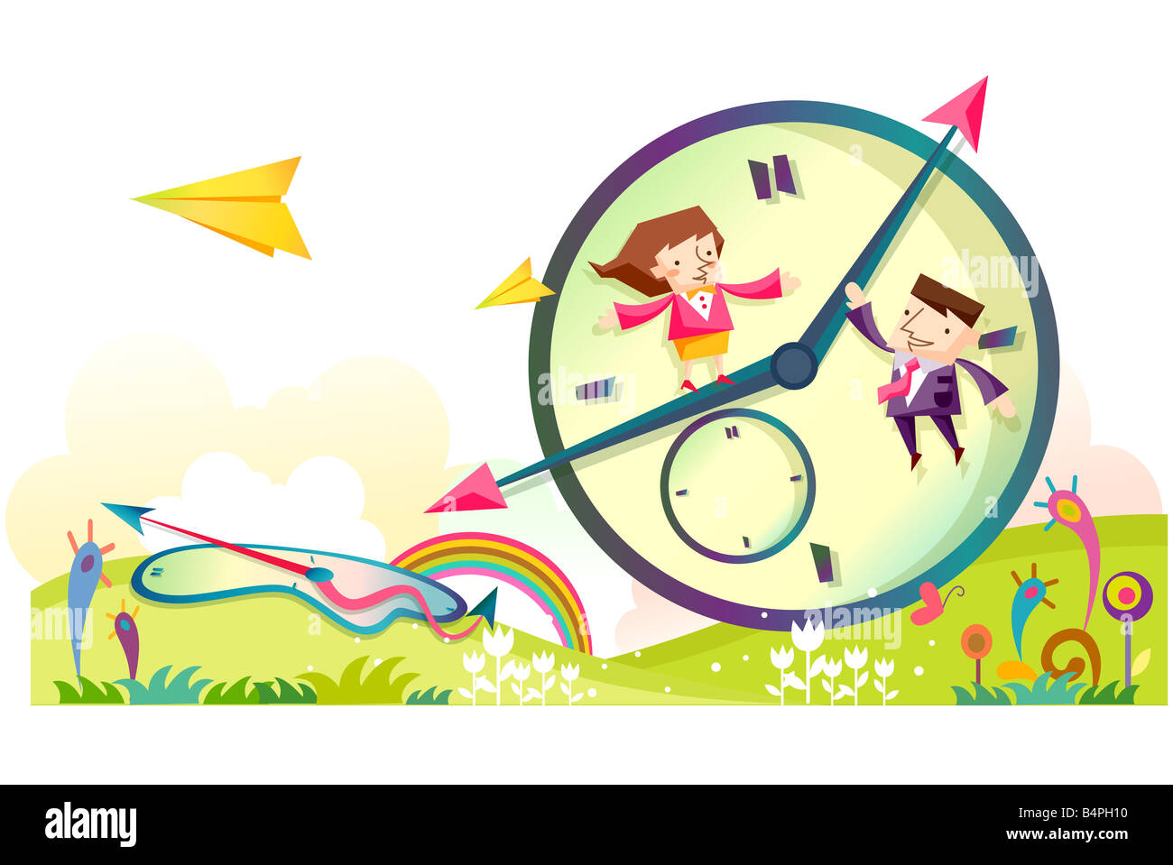 Representation of business people in clock Stock Photo - Alamy