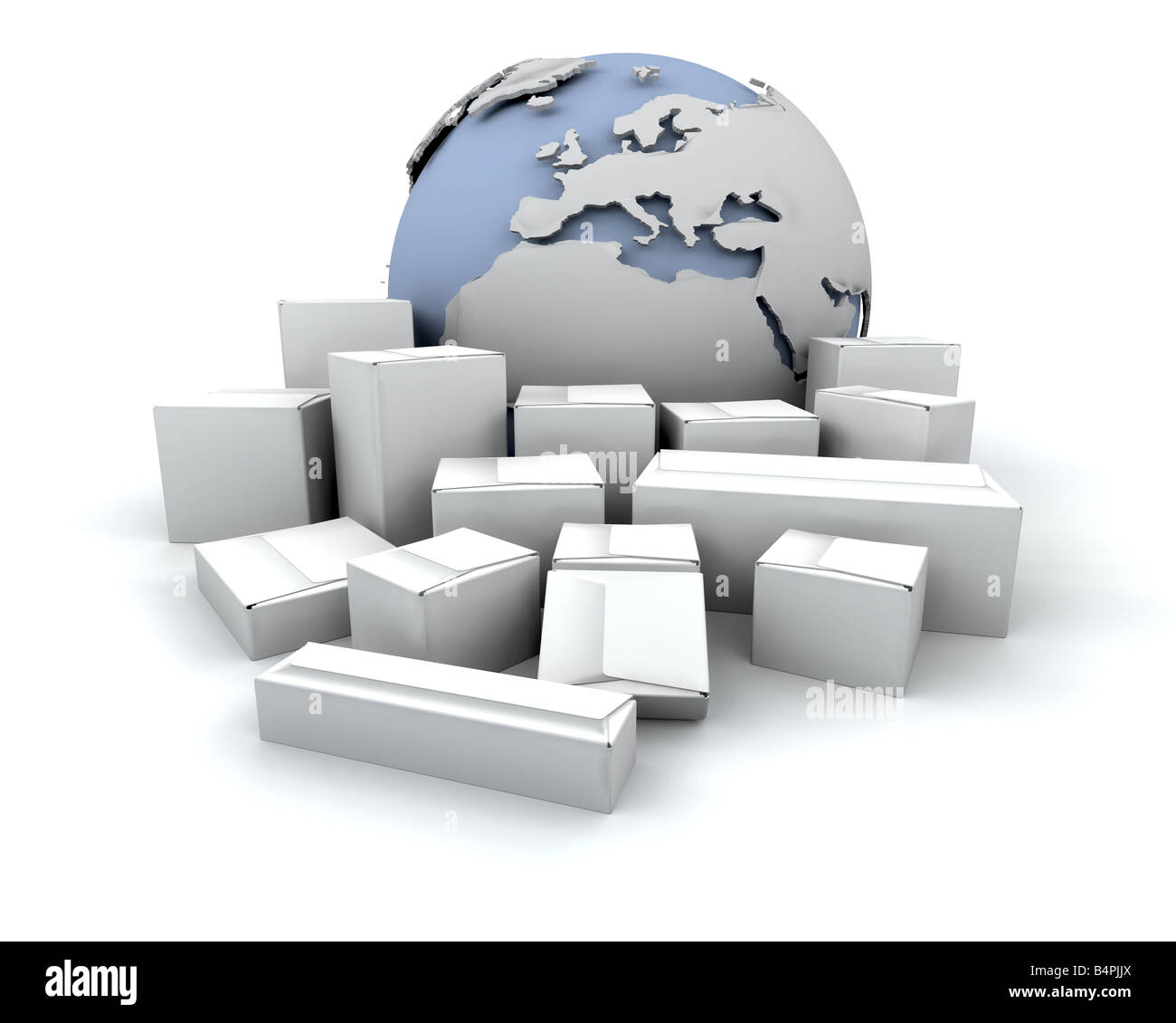 Delivery boxes with globe hi-res stock photography and images - Alamy