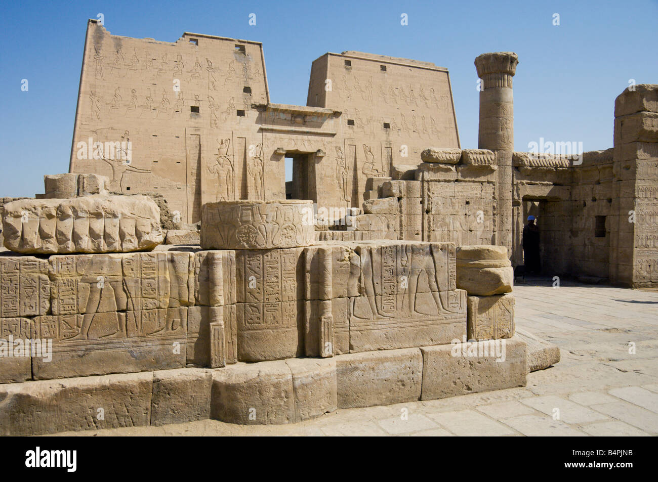 The ruins and remains of the Horus Temple at Edfu Egypt Stock Photo - Alamy